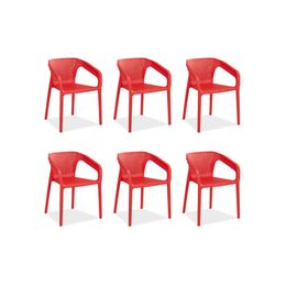 Homestyle4u Küchenstuhl 6er Set in Rot | Gr.: onesize