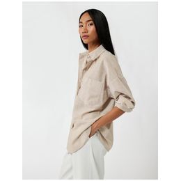 KOTON SHIRTS LS in Beige Gestreift | Gr.: 42