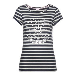 Kangaroos Print-Shirt in marine-weiß-gestreift | Gr.: 48/50