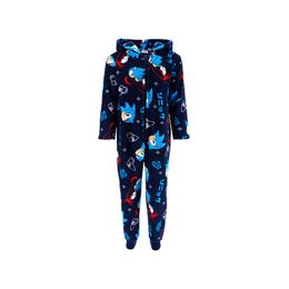 Overall Fleece Schlafanzug Sonic The Hedgehog in Dunkelblau | Gr.: 140