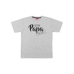 United Labels Bester Papa der Welt T-Shirt Vater Vatertag Kurzarm Shirt Oberteil Top in grau | Gr.: L