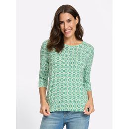 WITT WEIDEN 3/4-Arm-Shirt in wei&szlig;-pistazie-bedruckt | Gr.: 42