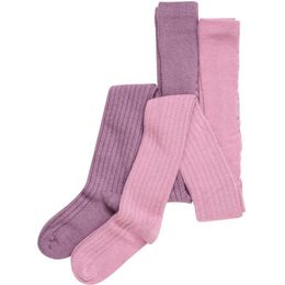 Minymo Strumpfhose "Wool Stocking-rib 2-pack" in Lila | Gr.: 92/98