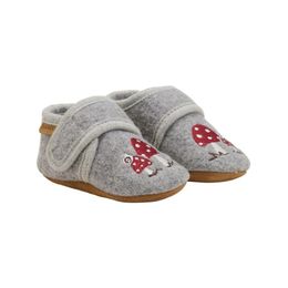 EN FANT Kinder Hausschuh "Wool Slippers with Embroidery" in Grau | Gr.: 19/20