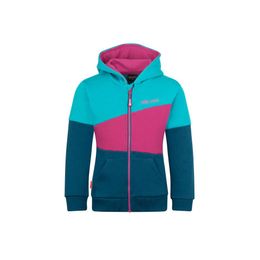 Trollkids Sweatjacke "Alesund" in T&uuml;rkis/ Pink/ Blau | Gr.: 140