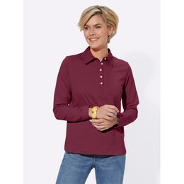 WITT WEIDEN Langarm-Poloshirt in bordeaux | Gr.: 36