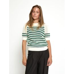 Minus T-Shirt in Cloud Dancer/Green stripes | Gr.: xs