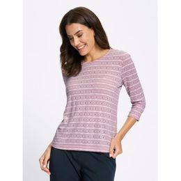 WITT WEIDEN 3/4-Arm-Shirt in ecru-mauve-gemustert | Gr.: 52