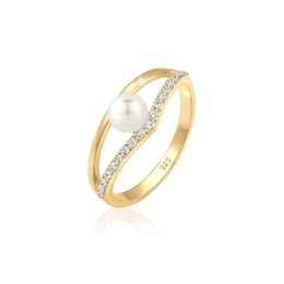 Elli Ring 925 Sterling Silber Verlobungsring, Geo in Gold | Gr.: 56