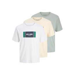 Jack & Jones Jack & Jones T-Shirt 'JJHAYATO' Herren Gr&ouml;&szlig;e XXL pastellgelb / pastellgr&uuml;n / wei&szlig;