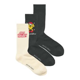 Jack & Jones JACK & JONES Socken 'JACXMAS CARTOON' Herren Größe 41/46 gelb / hellgrau / rot / schwarz