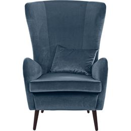 Home Affaire Sessel &raquo;Sallito, Ohrensessel, TV-Sessel&laquo; f&uuml;r Wohnzimmer, auch in Samtcord blau Struktur Hahnentritt (67% Polypropylen, 33% Polyester);