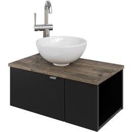 Waschtisch &raquo;Serie 6915 Waschschale mit Unterschrank f&uuml;r G&auml;stebad, G&auml;ste WC&laquo; Keramik-Aufsatzbecken, Waschtischplatte, Waschtischunterschrank, 3 Stk. 