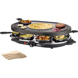 Princess Raclette »162700 - Oval - 8 Pfannen« 8 Stk. Raclettepfännchen 1.200 W Multifunktionale Platte, inklusive 8 Pfännchen und 8 Holzschabern...