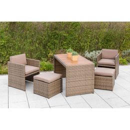 Merxx Balkonset &raquo;Merano Wicker&laquo; 5 Stk. tlg. naturfarben + Obermaterial: 100% Polyester. F&uuml;llung: 100% Polyurethan