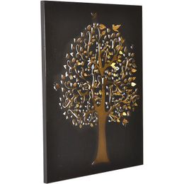 HOFMANN LIVING AND MORE Wanddekoobjekt »Wandbild« Bild aus Metall mit goldfarbenen Baum schwarz