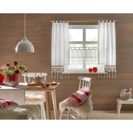 HOSSNER - ART OF HOME DECO Scheibengardine &raquo;Gro&szlig;glockner&laquo; Schlaufen 1 Stk. tlg. HxB: 120x47 wei&szlig; Obermaterial: 100% Baumwolle 120 cm