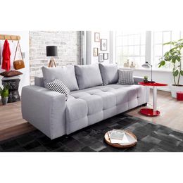 Collection AB Schlafsofa »Bella, B: 241 cm, Liegefl. 142x194 cm« mit Bettfunktion, Bettkasten & 2 Zierkissen, Federkern hellgrau