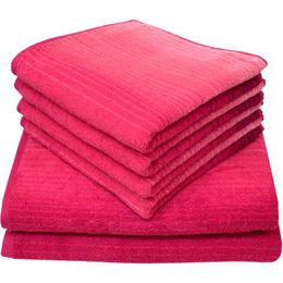 Dyckhoff Handtuch Set »mit Farbverlauf« Set 6 Stk. Walkfrottee mit Farbverlauf;4 Handtücher (50x100cm), 2 Duschtücher (70x140cm) pink Obermaterial:...