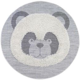 PRIMAFLOR-IDEEN IN TEXTIL Kinderteppich »NAVAJO - Panda« rund 35 mm Höhe Hoch-Tief-Effekt, Motiv Panda, Kinderzimmer wollweiß Obermaterial: 91%...
