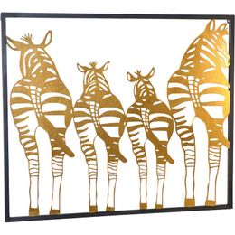 HOFMANN LIVING AND MORE Wanddekoobjekt »Wanddekoration« Zebra-Familie in gold goldfarben