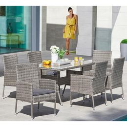 Merxx Garten-Essgruppe »Costa Rica, TOPSELLER!« 6x Sessel, 1x Tisch 140x80 cm, inkl. Sitzkissen, OTTOs Choice, 13 Stk. tlg. Polyrattan, Tischplatte...