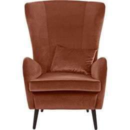 Home Affaire Sessel &raquo;Sallito, Ohrensessel, TV-Sessel&laquo; f&uuml;r Wohnzimmer, auch in Samtcord orange Struktur Hahnentritt (67% Polypropylen, 33% Polyester);