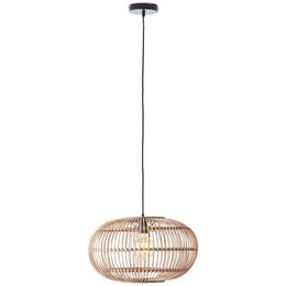 Brilliant Pendelleuchte »Woodball« E27 1 Stk. höhenverstellbare Boho Hängelampe mit Bambus Schirm, dimmbar, D 45 cm schwarz matt/natur