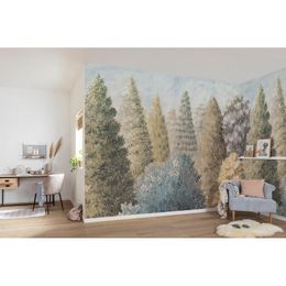 Komar Fototapete &raquo;Digitaldruck Vlies - Painted Woods - Gr&ouml;&szlig;e 400 x 250 cm&laquo; bedruckt glatt Wohnzimmer, Schlafzimmer gr&uuml;n Vlies