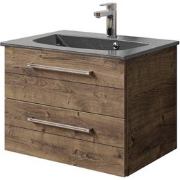 SAPHIR Waschtisch »Serie 6025 Mineralmarmor-Waschtisch mit Unterschrank, 67 cm breit« 2 Stk. tlg. Waschplatz mit 2 Schubladen, hängend,...