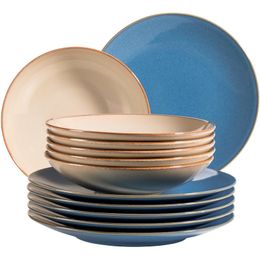 Mäser MÄSER Tafelservice »OSSIA, Teller Set, Keramik« Sand / Hellblau