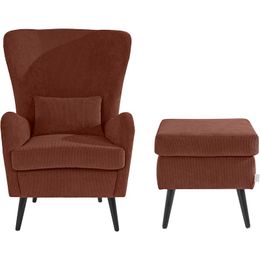 Home Affaire Sessel &raquo;Sallito, Ohrensessel, TV-Sessel&laquo; f&uuml;r Wohnzimmer, auch in Samtcord orange Struktur Hahnentritt (67% Polypropylen, 33% Polyester);
