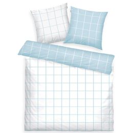 Tom Tailor HOME Bettwäsche »LARGE CHECK in Gr. 135x200cm oder 155x220cm« 3 Stk. tlg. new bedroom, gewebtes Label Crisp White & Sky Blue...