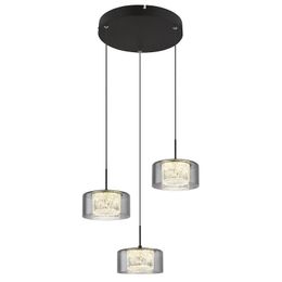 Globo LIGHTING LED Pendelleuchte »FOGSY« LED-Modul 1 Stk. Tageslichtweiß Hängelampe/Pendelleuchte/Glas rauchfarben/Höhe kürzbar/Esstisch schwarz