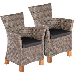 Merxx Gartensessel »Toskana« Set, 2 Stk. tlg. 2er Set, Polyrattan/Akazie, inkl. Auflage, grau-braun grau/braun Obermaterial: 100% Polyester....