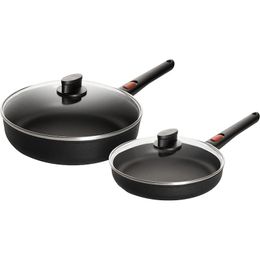 WOLL MADE IN GERMANY Pfannen-Set »Eco Lite QXR« Aluminium Set, 4 Stk. tlg. Abnehmbarer Stiel, Antihaftbeschichtet schwarz