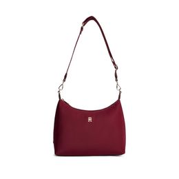 Tommy Hilfiger Schultertasche »POPETTE SHOULDER BAG«, Damen Umhängetasche, Tragetasche mit TH-Schmuckelement dunkelrot