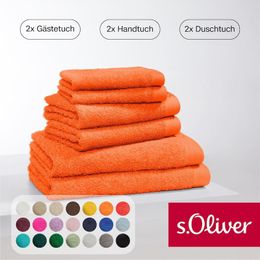 s.Oliver Handtuch Set »Premium Qualität, 600 gr/m²« Set 6 Stk. Walkfrottier 2 Gästetücher 30x50, 2 Handtücher 50x100, 2 Duschtücher 70x140 orange...