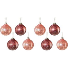 CREATIV DECO Weihnachtsbaumkugel &raquo;Weihnachtsdeko, Christbaumschmuck, Christbaumkugeln Glas&laquo; mit Perl-Optik rosa