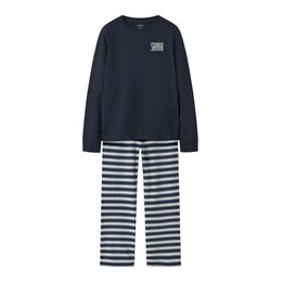 name it Schlafanzug 'NKMRamel' Jungen Größe 164 navy / weiß