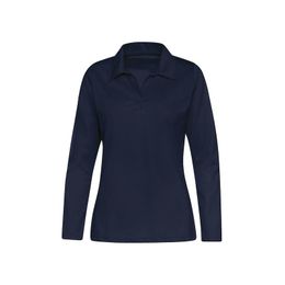 TRIGEMA Poloshirt »Langarm Poloshirt ohne Knopfleiste« 1 Stk. tlg. navy M M DELUXE-Piqué-Qualität