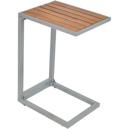 Beistelltisch Merxx, beige (natur, silber, natur), B:41,5cm H:41,5cm T:61cm, Aluminiumgestell mit Akazienholz, Tische, aus Akazienholz, BxTxH: 41,5x61x41,5 cm
