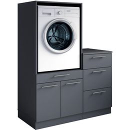 Mehrzweckschrank-Set LAUNDREEZY "Laundreezy, 2-tlg. Mehrzweckschrank-Set B/H/T 118/162/68 cm", anthrazit matt, B:118cm H:162cm T:68cm, Holzwerkstoff, Kastenmöbel-Sets, Breite 118 cm, Soft-Close-Funktion für Türen