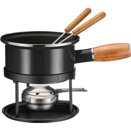 Mäser Fonduetopf MÄSER "aus schwarzer Emaille", schwarz, Töpfe, inkl. einem Rechaud, 2 Fonduegabeln und einem Brenner