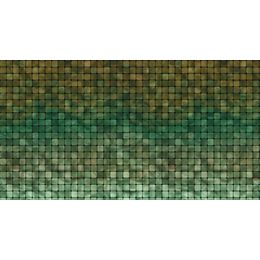 Fototapete ARCHITECTS PAPER "Atelier 47 Mosaic Tile 1", grün (hellgrün, dunkelgrün, goldfarben), B:5m L:2,7m, Vlies, Tapeten, Vlies, Wand, Schräge, Decke