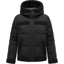 Winterjacke Ragwear "Editah YOUMODO", Damen, Gr. S (36), schwarz, Obermaterial: 100% Polyester; Innenfutter: 100% Polyester; Wattierung: 100% Polyester, oversize hüftlang, hoch geschlossener Ausschnitt, eng Rippstrickbündchen, Jacken, warme modische Jacke mit Plüsch-Details