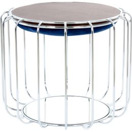 Beistelltisch Kayoom "Pouf Comfortable 110, abnehmbares und wendbares Oberteil", blau (dunkelblau, silber, silber), B:50cm H:45cm T:50cm, Eisen, MDF, Samtbezug, Schaumstoff, Spiegel, Tische, praktisch umzuwandeln in Tisch oder Hocker, mit Spiegelglas