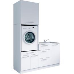 Mehrzweckschrank-Set LAUNDREEZY "Laundreezy, 4-tlg. Mehrzweckschrank-Set B/H/T 168/238/68 cm", weiß matt, B:168cm H:238cm T:68cm, Holzwerkstoff, Kastenmöbel-Sets, Breite 168 cm, Soft-Close-Funktion für Türen