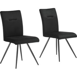 4-Fußstuhl OTTO HOME "Tayz", schwarz, B:47cm H:88cm T:60cm, Stühle, mit Strukturstoff oder Samtbezug, aufwendiger Steppung