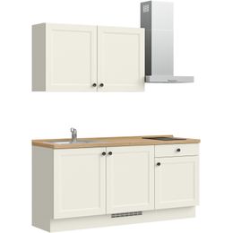 Küchenzeile Nobilia ""Cascada I"", weiß (küche: weiß, korpus: lacklaminat weiß, arbeitsplatte: eiche sierra nachbildung), B:180,3cm H:216,6cm T:60cm, Komplettküchen-Sets, vormontiert, Ausrichtung wählbar, Breite 180 cm, wahlw. mit E-Geräten